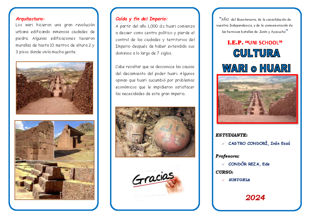 Triptico Cultura Wari - Arquitectura: Los wari hicieron una gran ...