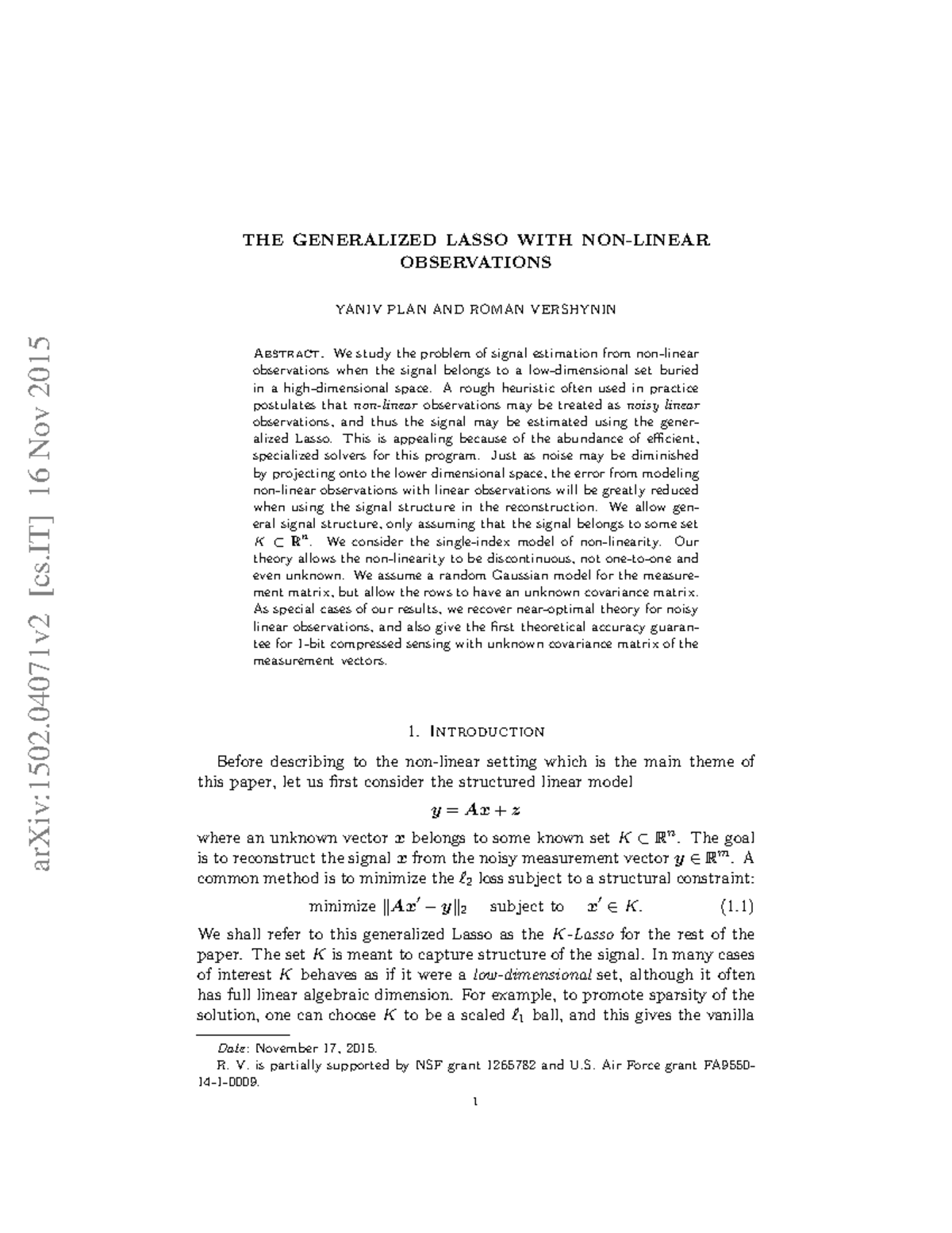 2016-Plan Vershynin - Résumé Generalized Linear and Nonlinear Models for Correlated Data - THE ...