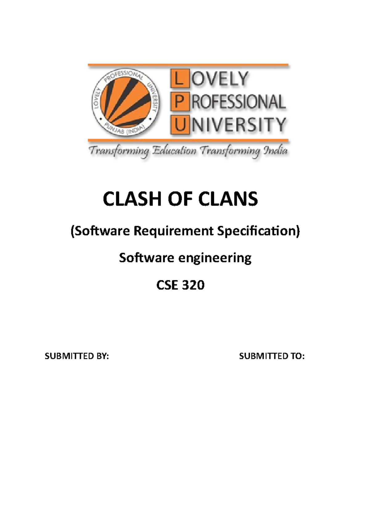 Coc - coc srs - CLASH OF CLANS (Software Requirement Specification) Software engineering CSE 320 ...