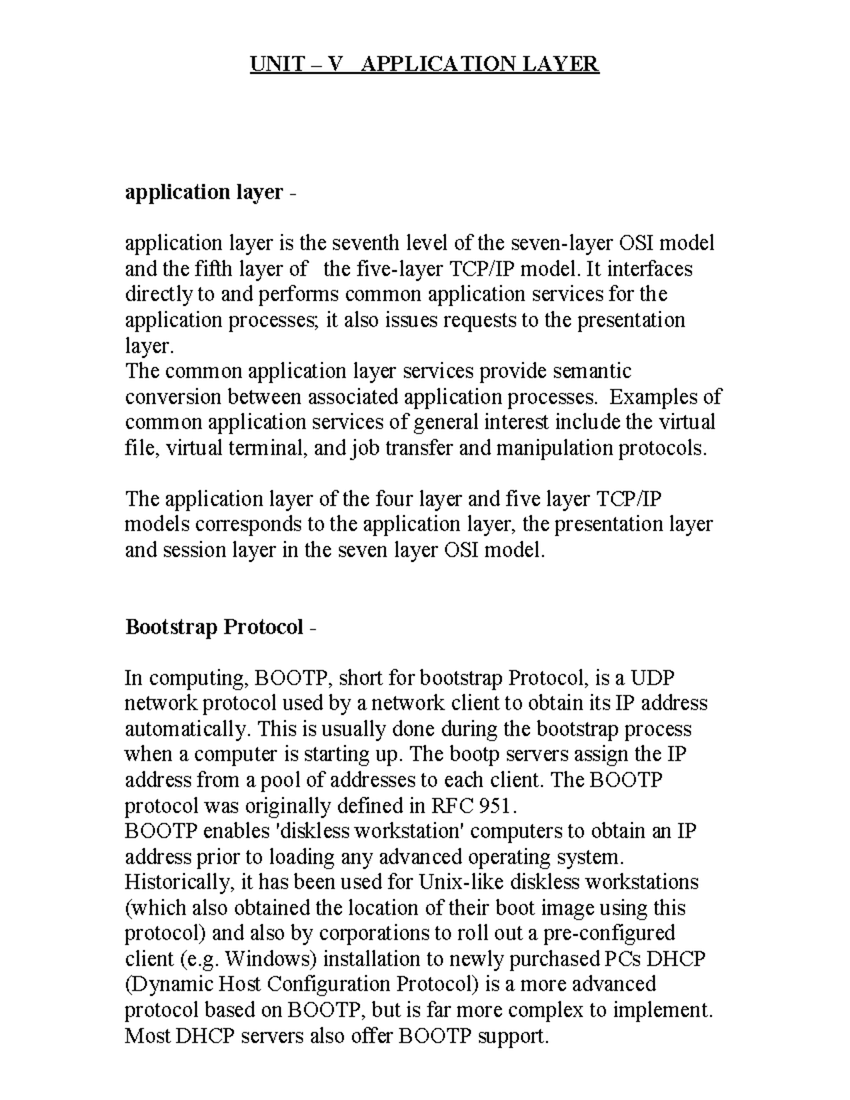 U 5 - cn unit 5 - UNIT – V APPLICATION LAYER application layer - application layer is the ...