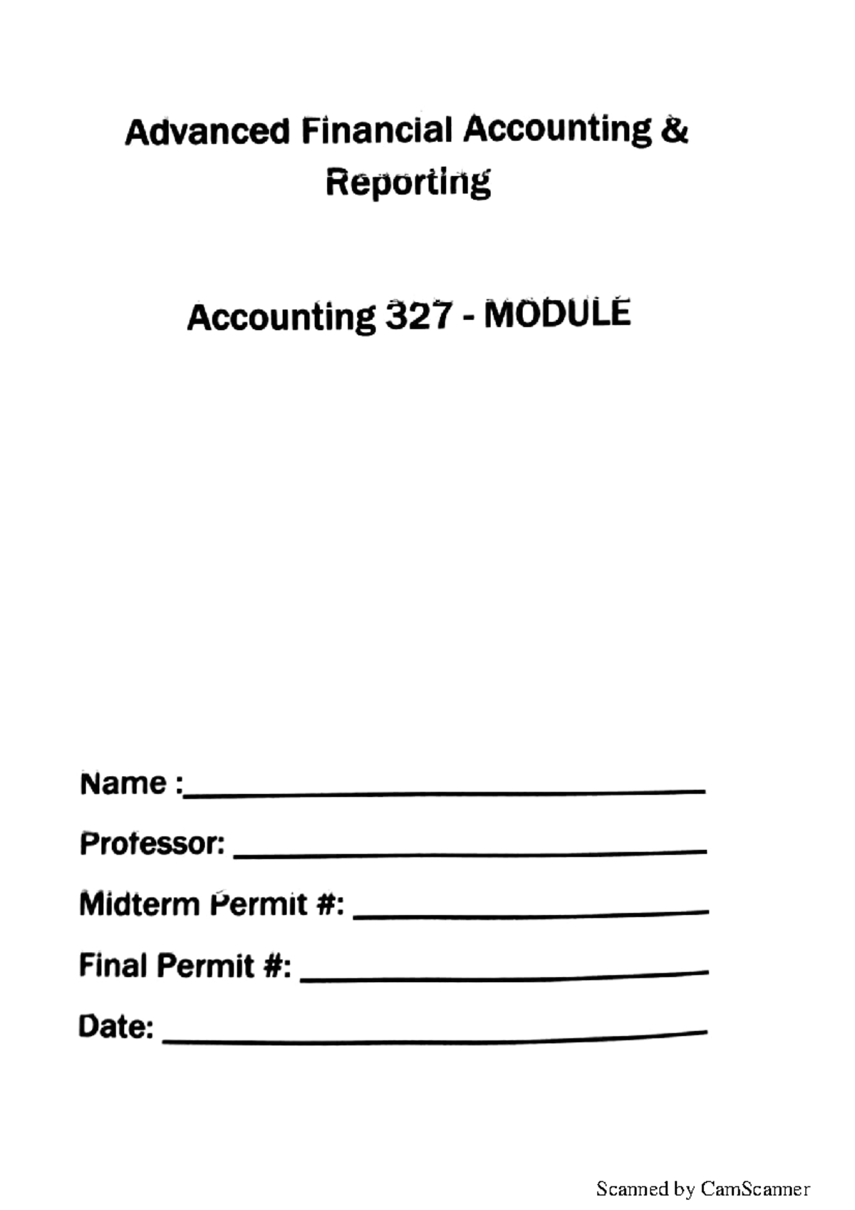 Acctg 327 Advanced Financial Accounting - Studocu
