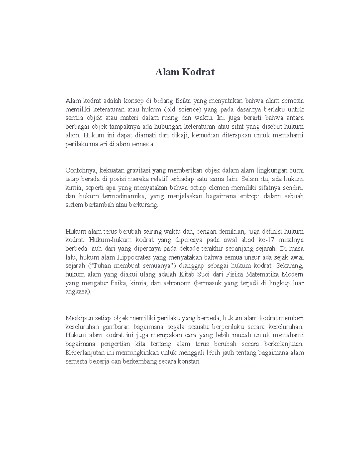 Alam Kodrat - Alam Kodrat Alam kodrat adalah konsep di bidang fisika ...