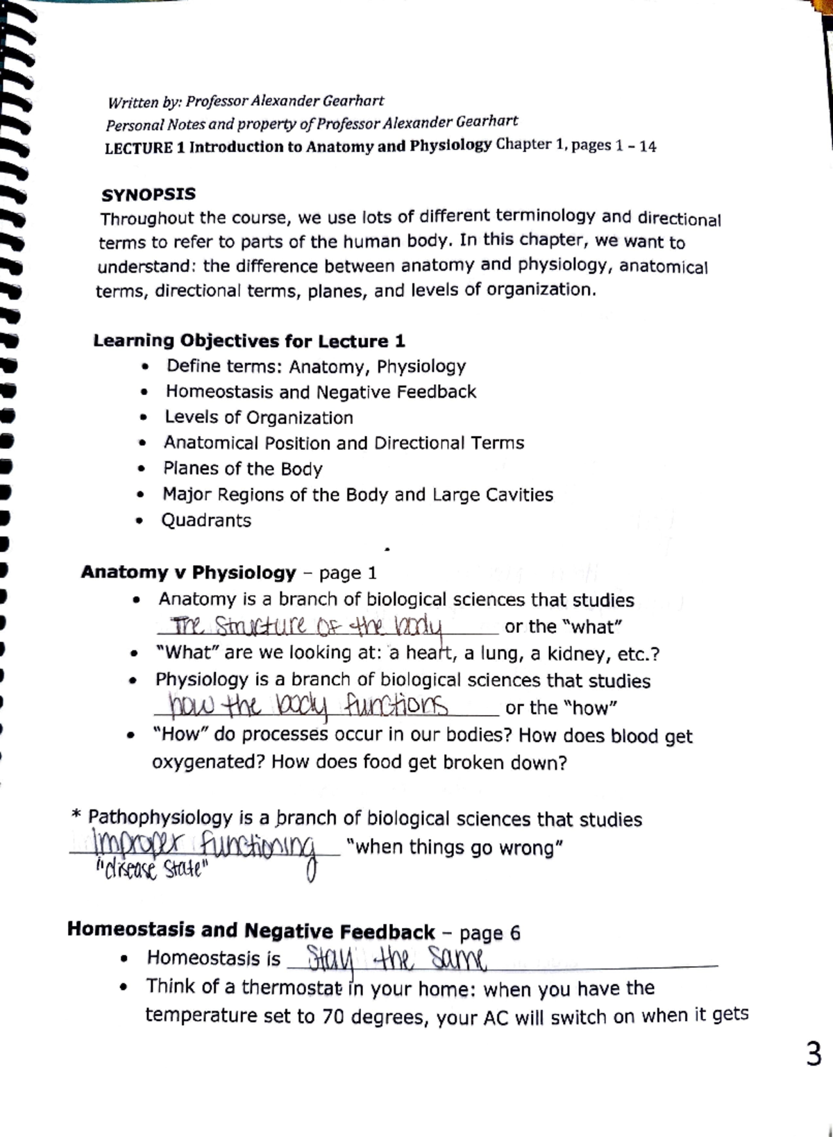 Bio Lecture 1 - BIO 117 - Studocu