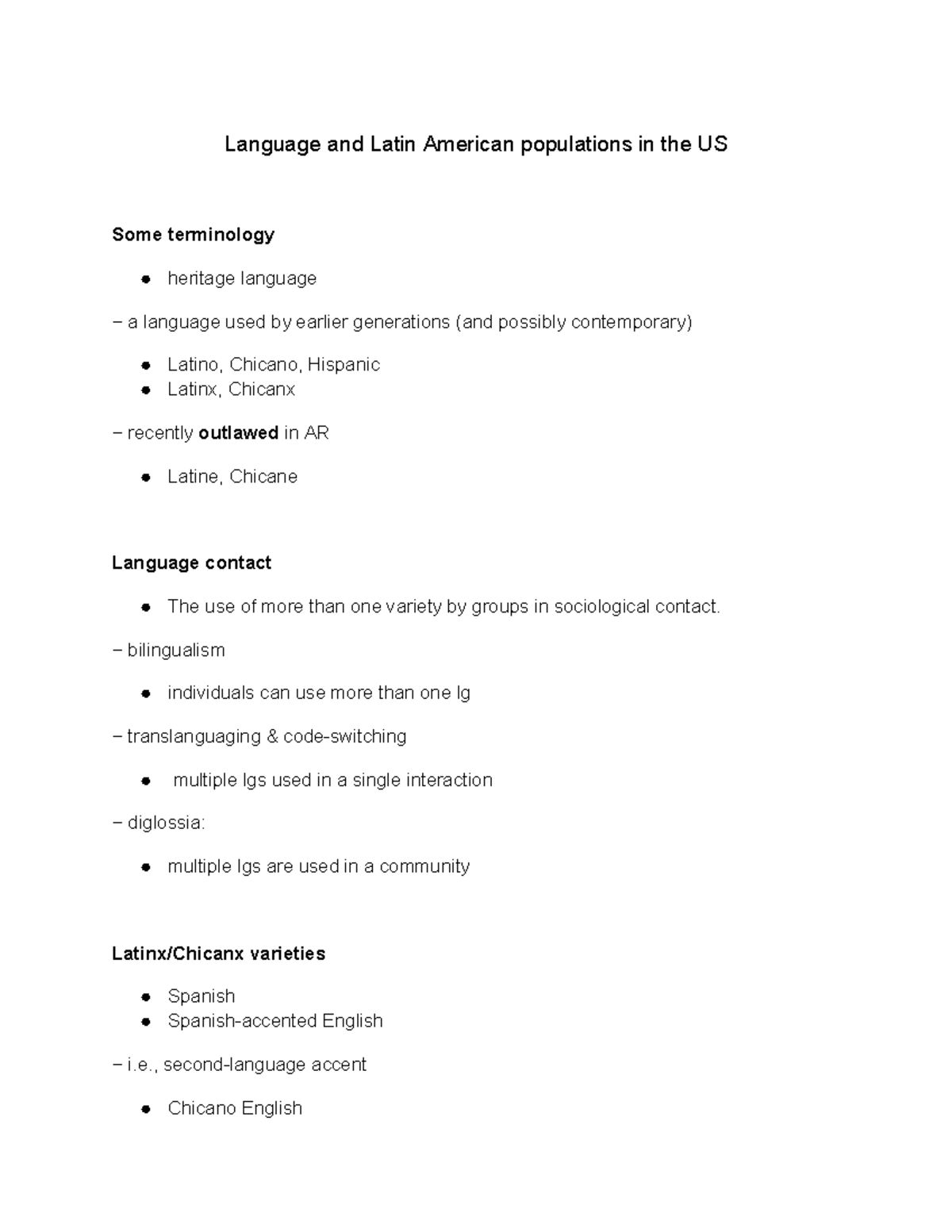 Ling 70 Notes #4 - Linguistic 70: Lang in Society Professor was ...