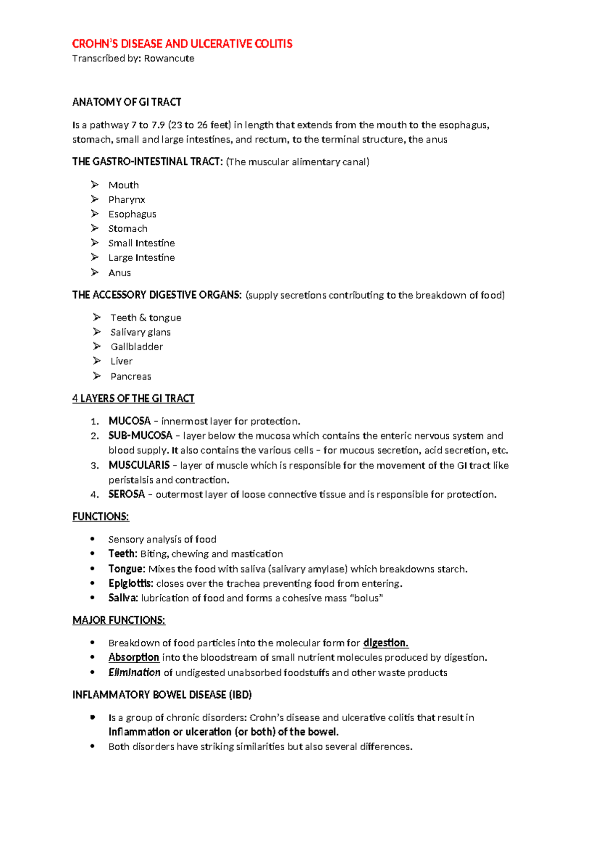 Anatomy OF GI Tract - CROHN’S DISEASE AND ULCERATIVE COLITIS ...