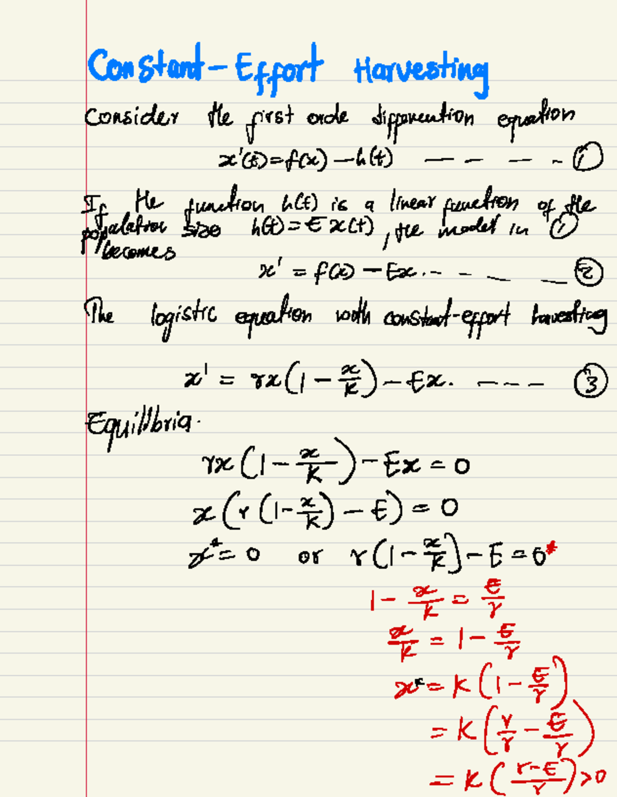 Lec24 - very detailed - Constant - Effort Harvesting consider the first ...