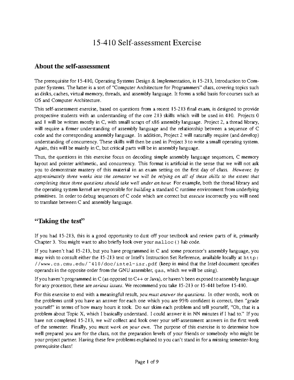 Self assessment Exercise 15 410 Self assessment Exercise About The self-assessment-exercise-15-410-self-assessment-exercise-about-the