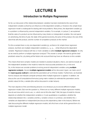 Linear Regression Analysis - LECTURE 4 Simple linear regression (continued) In this and follow ...
