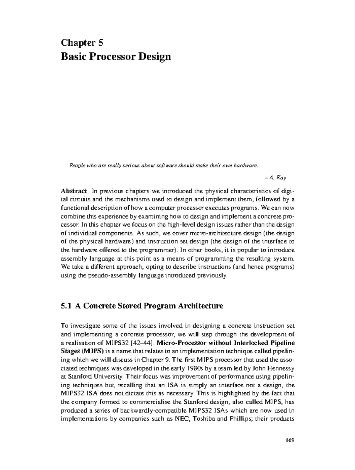 CH05 - Lecture notes Chapter 5 - Chapter 5 Basic Processor Design ...