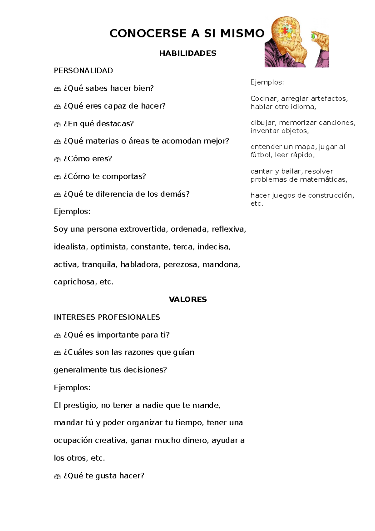 Conocerse A SI Mismo - unas preguntas - CONOCERSE A SI MISMO ...