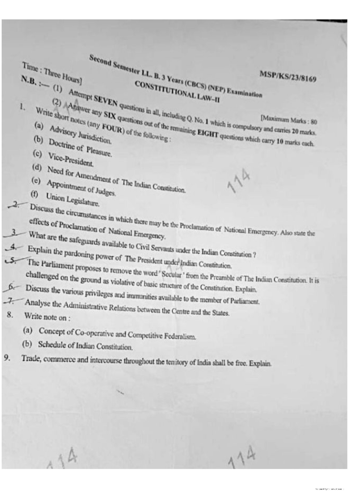 Question paper sem2 - Islamic Law - Studocu