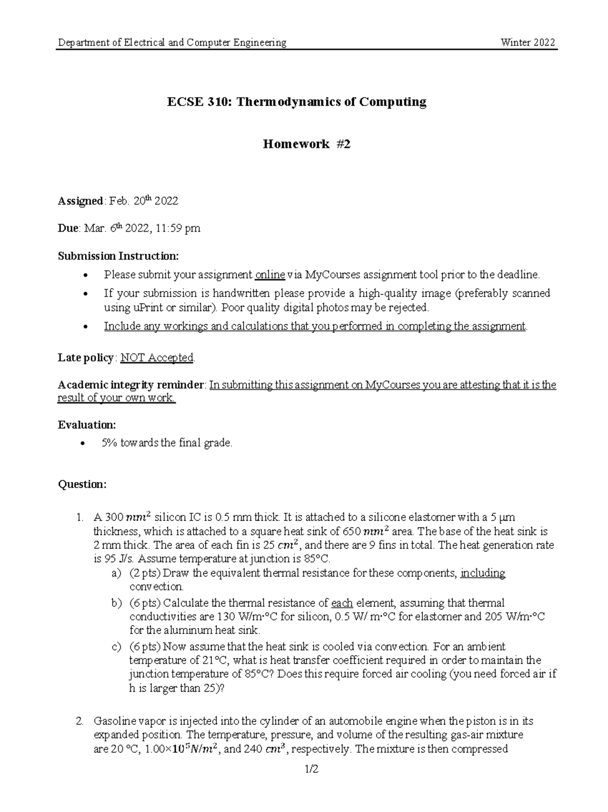 ECSE310 HW2 - This the second homework for the course of ECSE 310 ...