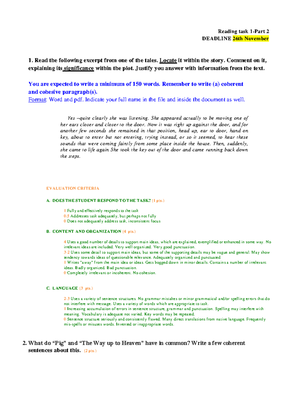 Take-home Reading task (1) - Reading task 1-Part 2 DEADLINE 26th ...