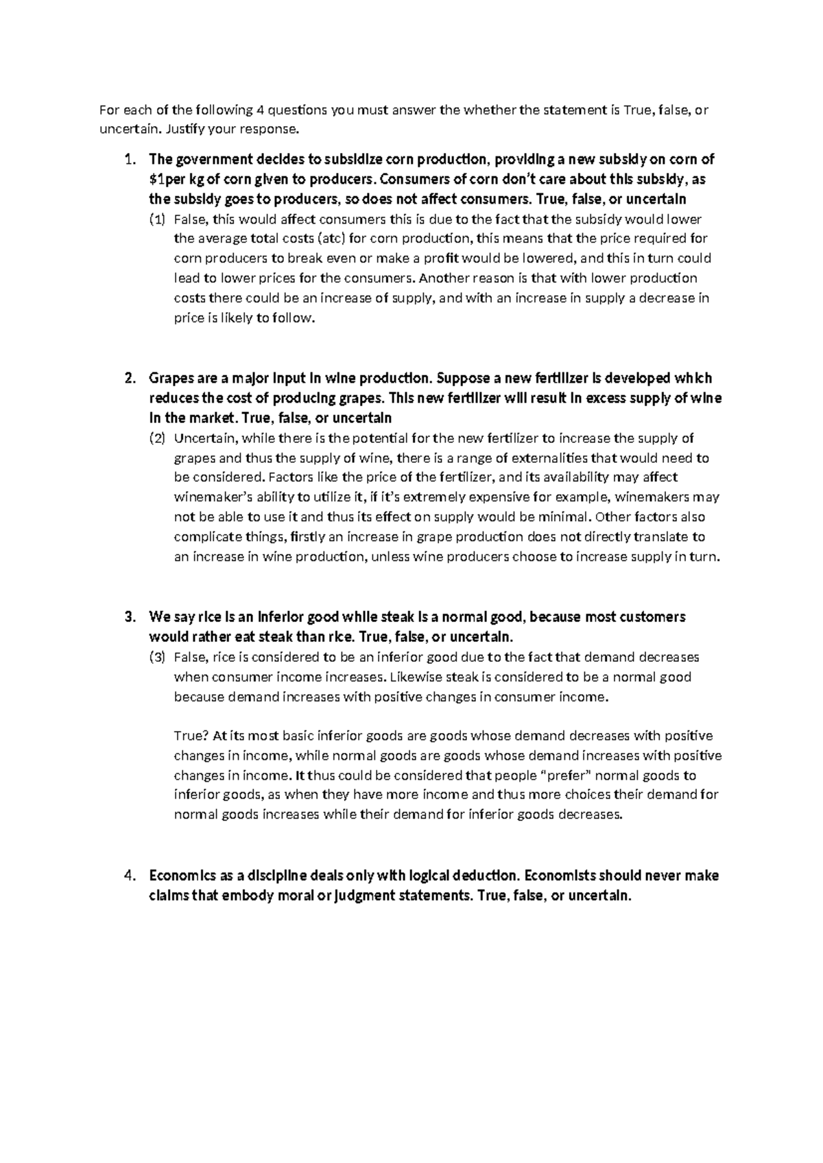 Prac 7 - Tutorial questions. - For each of the following 4 questions ...