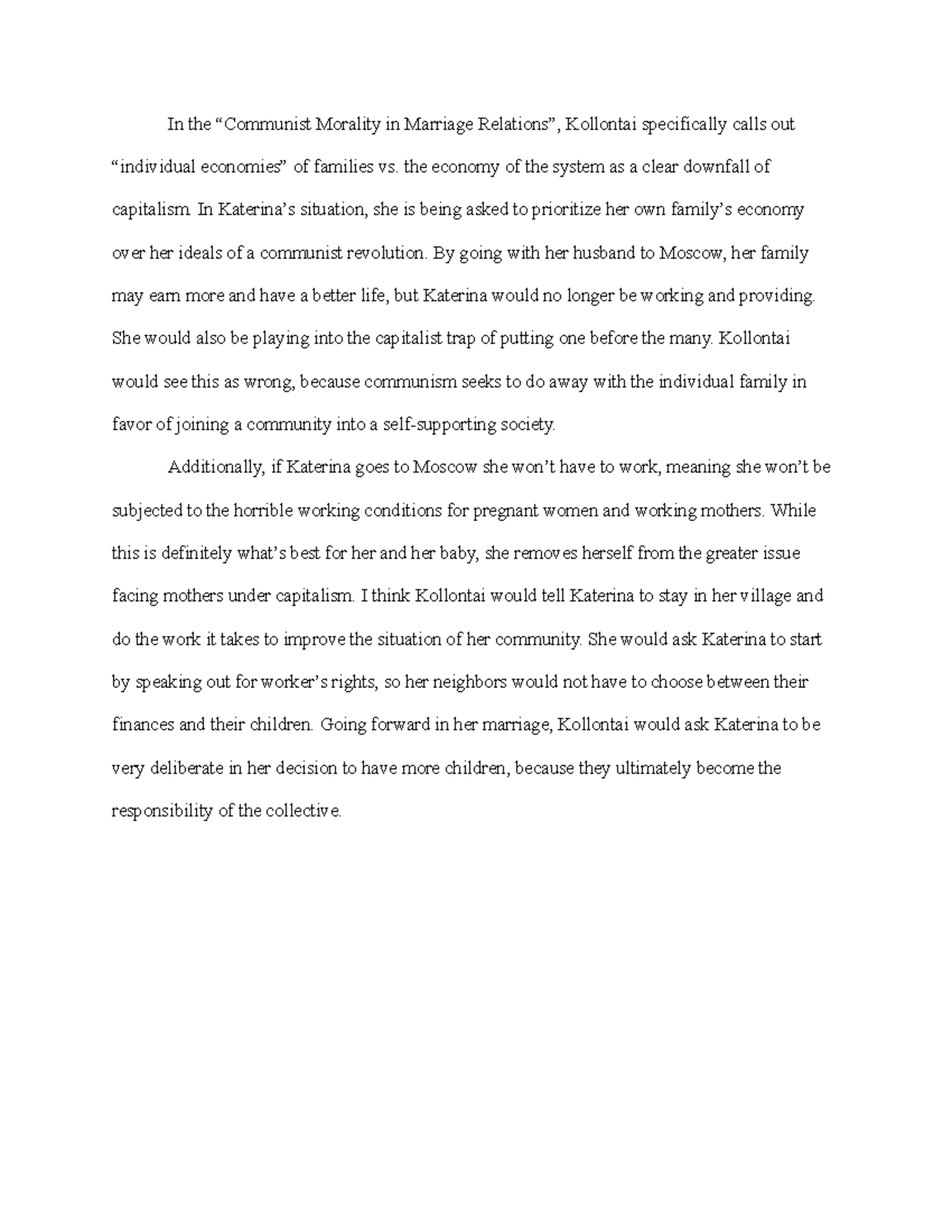 Reflection 7 - In the “Communist Morality in Marriage Relations ...