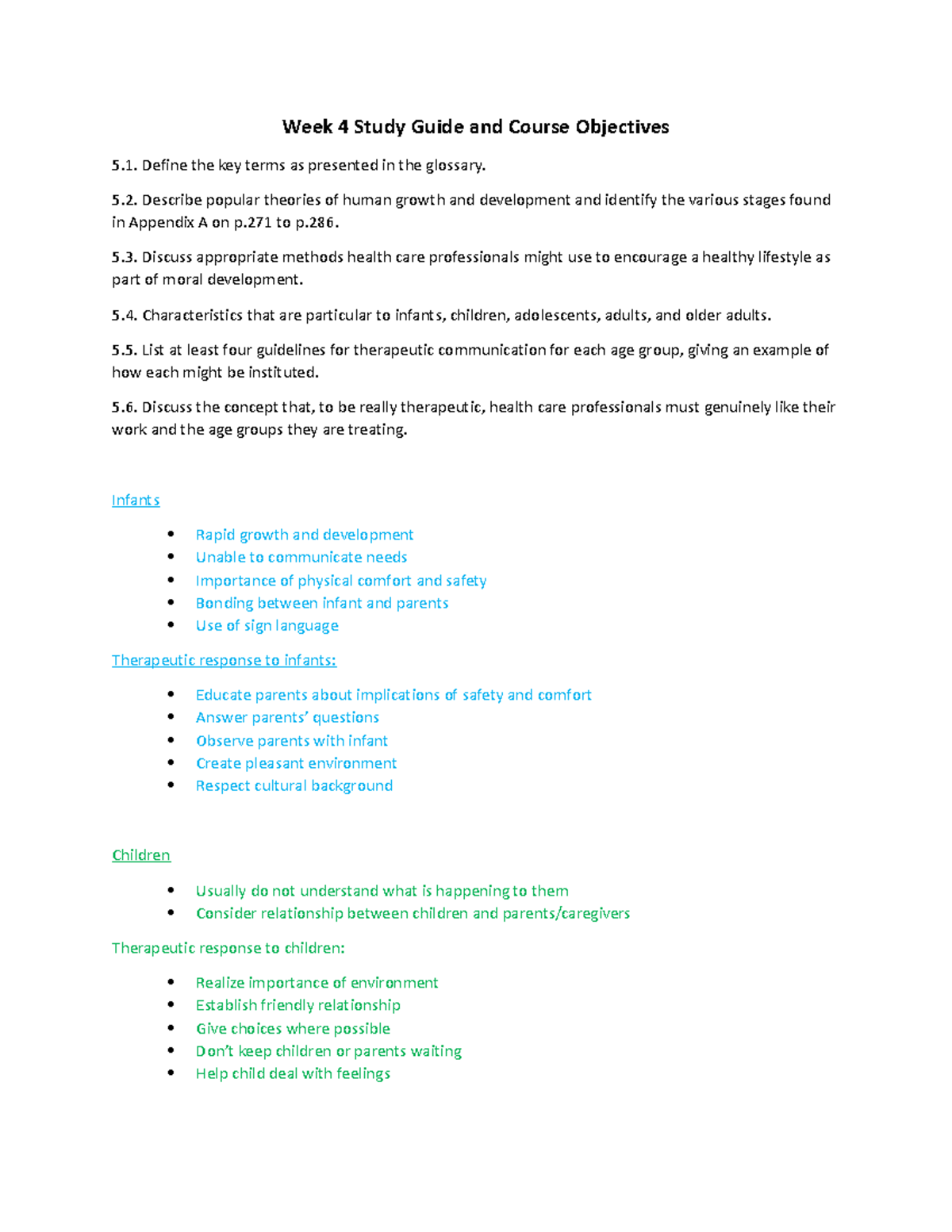 Week 4 Study Guide - Chapter 4 - Week 4 Study Guide and Course Objectives Define the key terms ...