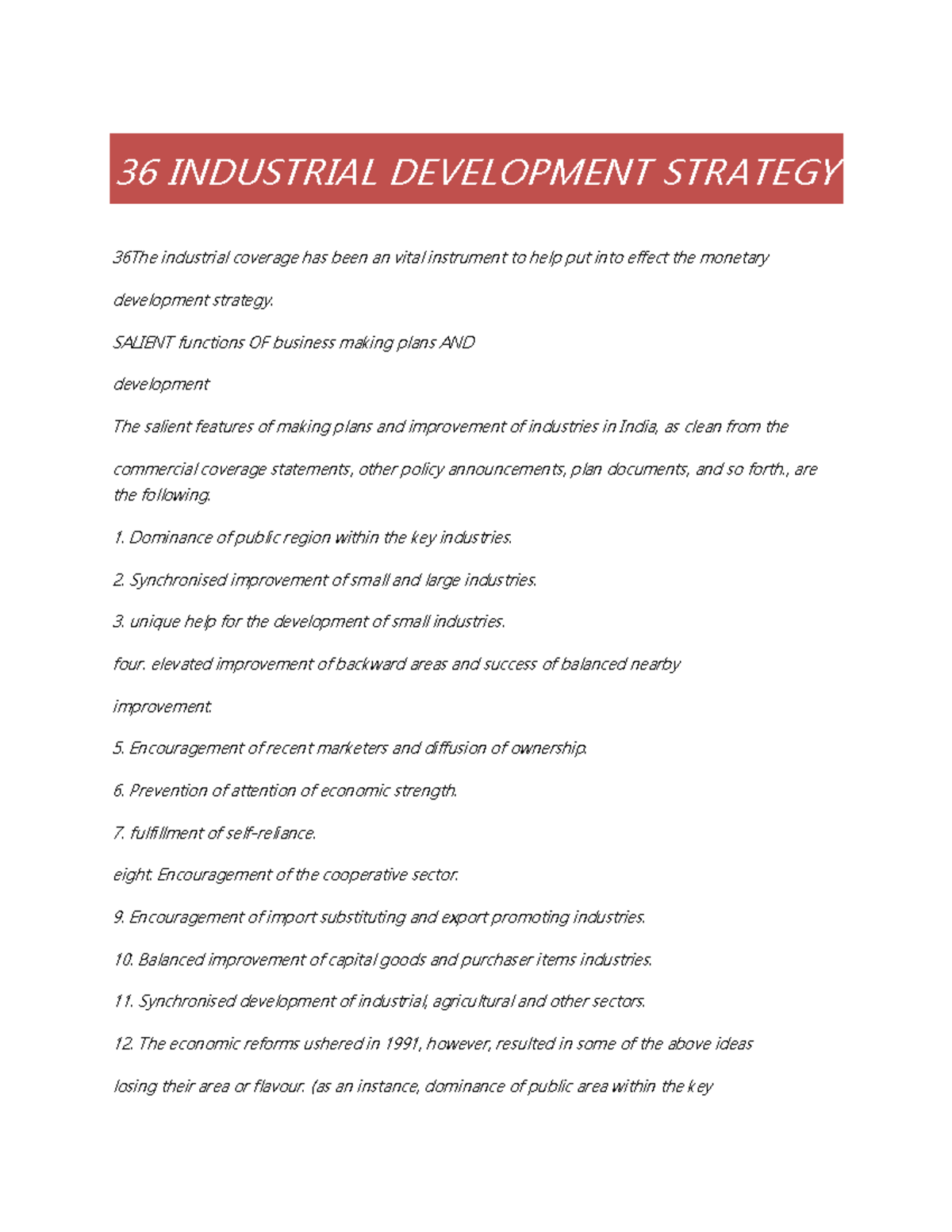 36 Industrial Development Strategy - 36 INDUSTRIAL DEVELOPMENT STRATEGY ...