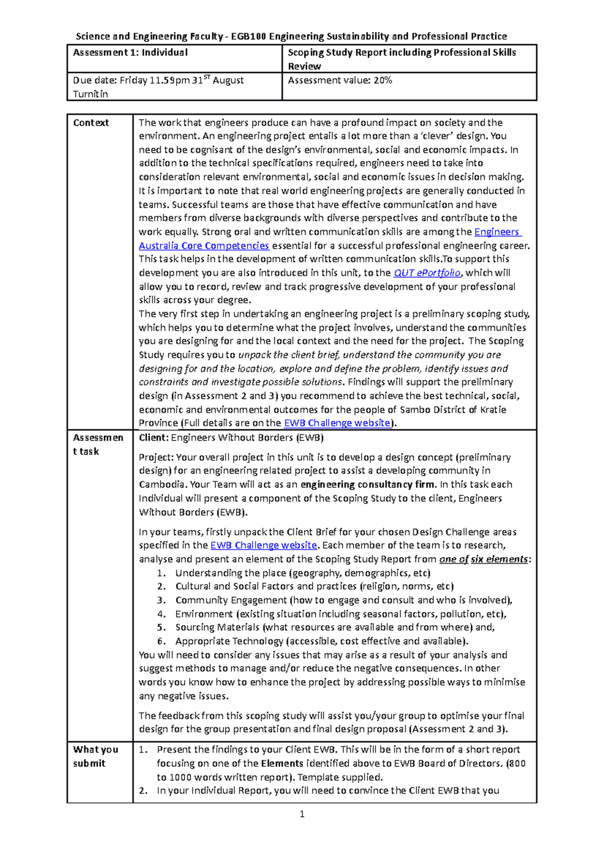 Assessment 1Scoping Study Report 2018 - Science and Engineering Faculty ...
