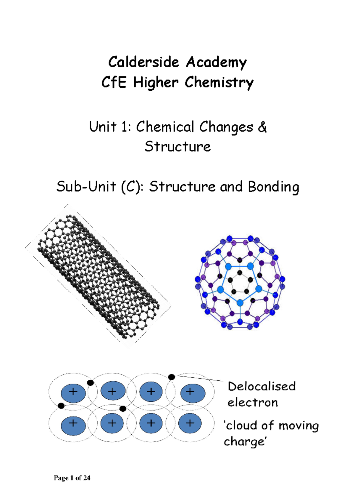 1c Structure and Bonding Summary - Calderside Academy CfE Higher ...