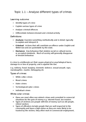Criminology work topic 3 - 3 – Planning a campaign for change relating ...