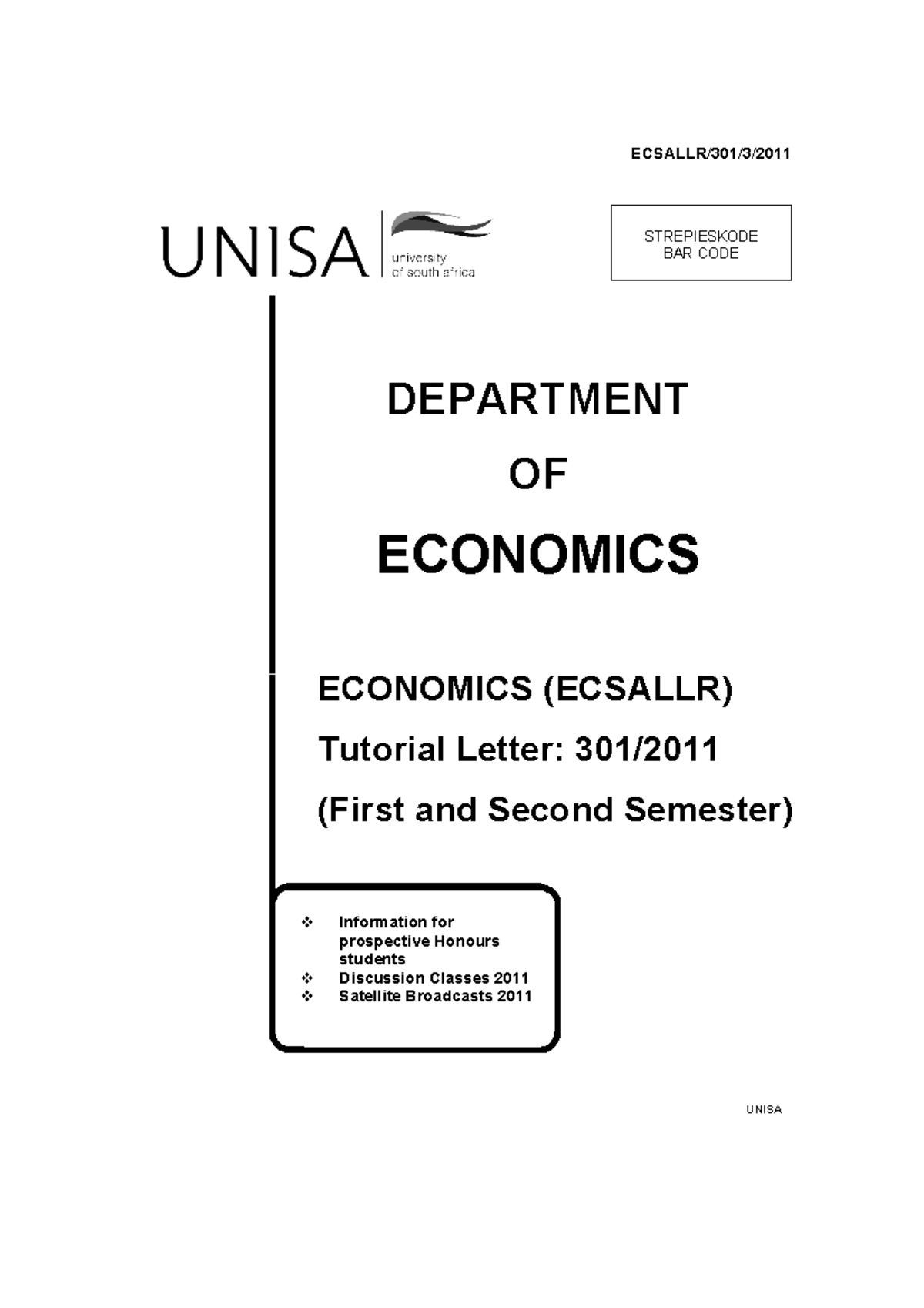 Tutorial-301 2011 3 e - Tutorial - ECSALLR/301/3/ ECONOMICS (ECSALLR ...