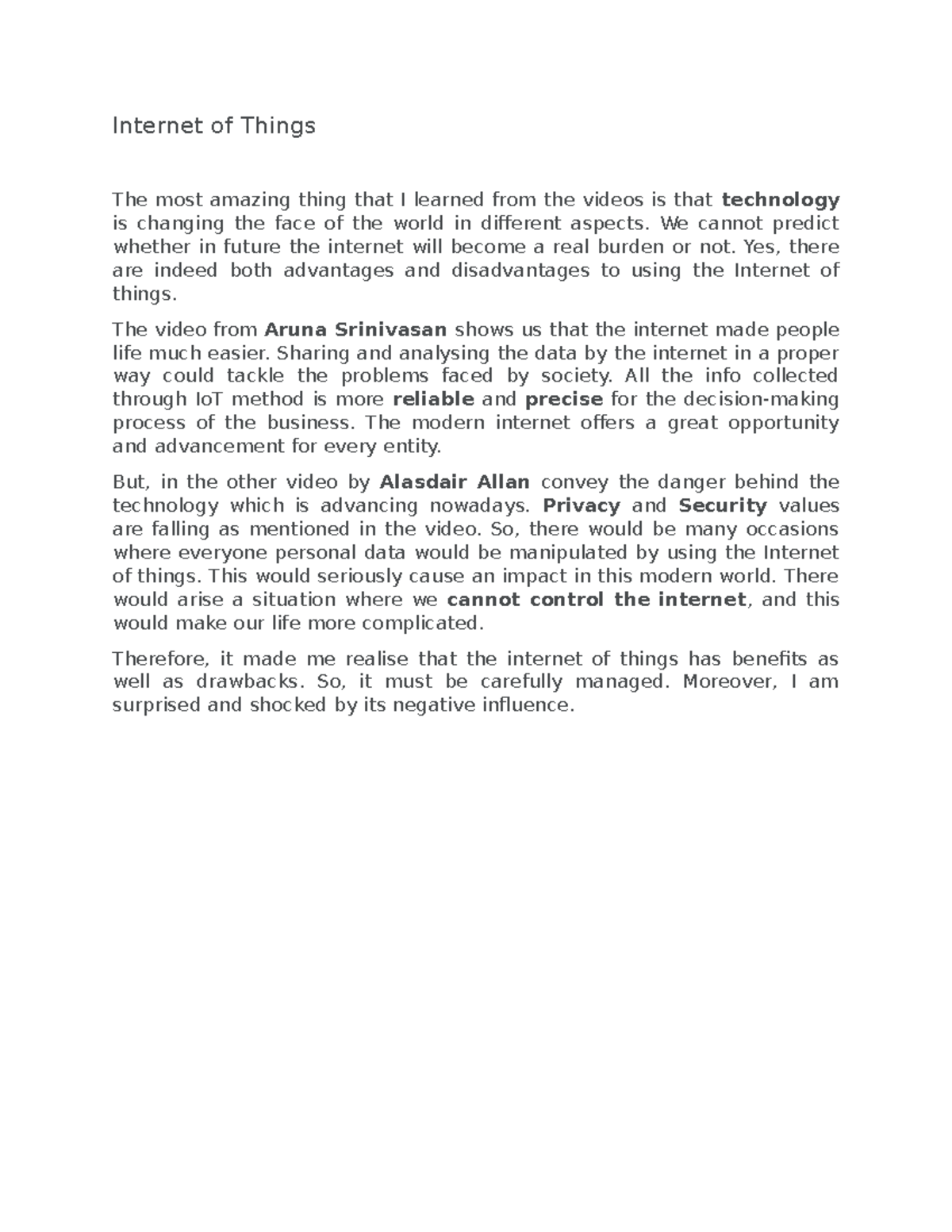 Internet of Things Assignment - Internet of Things The most amazing ...