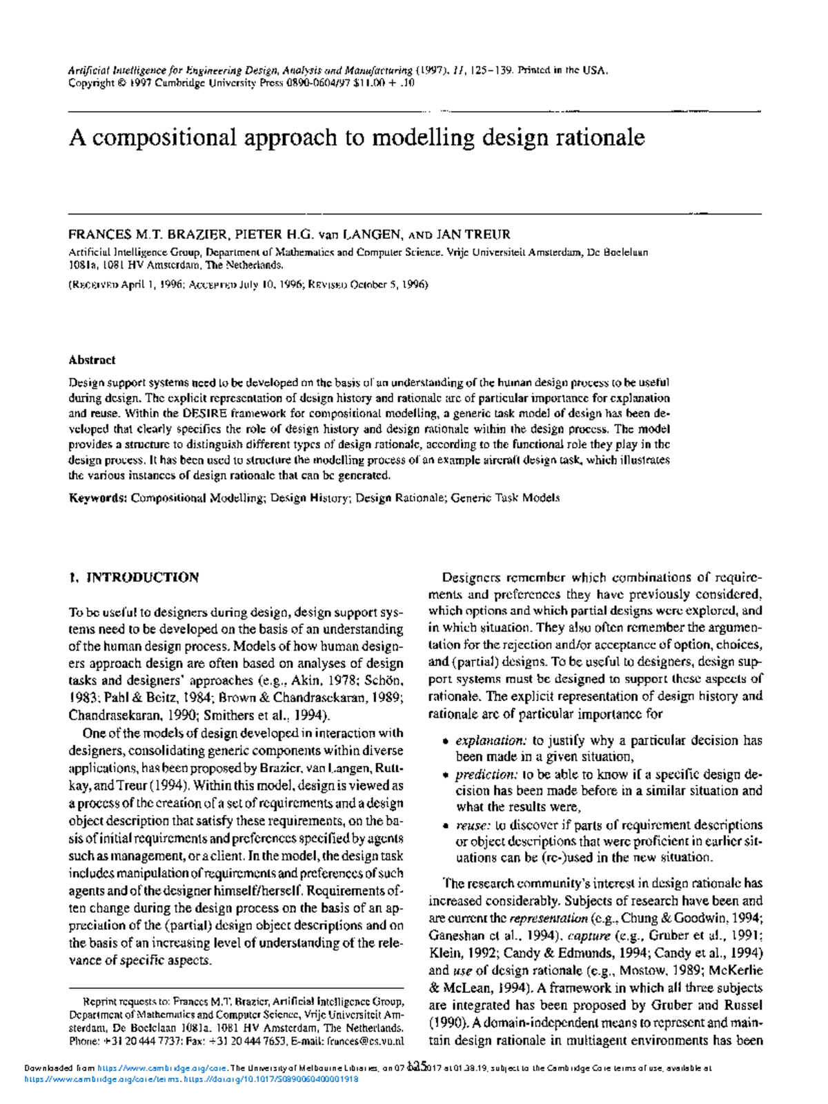 Compositional approach to modelling design rationale - Artificial Intelligence for Engineering ...