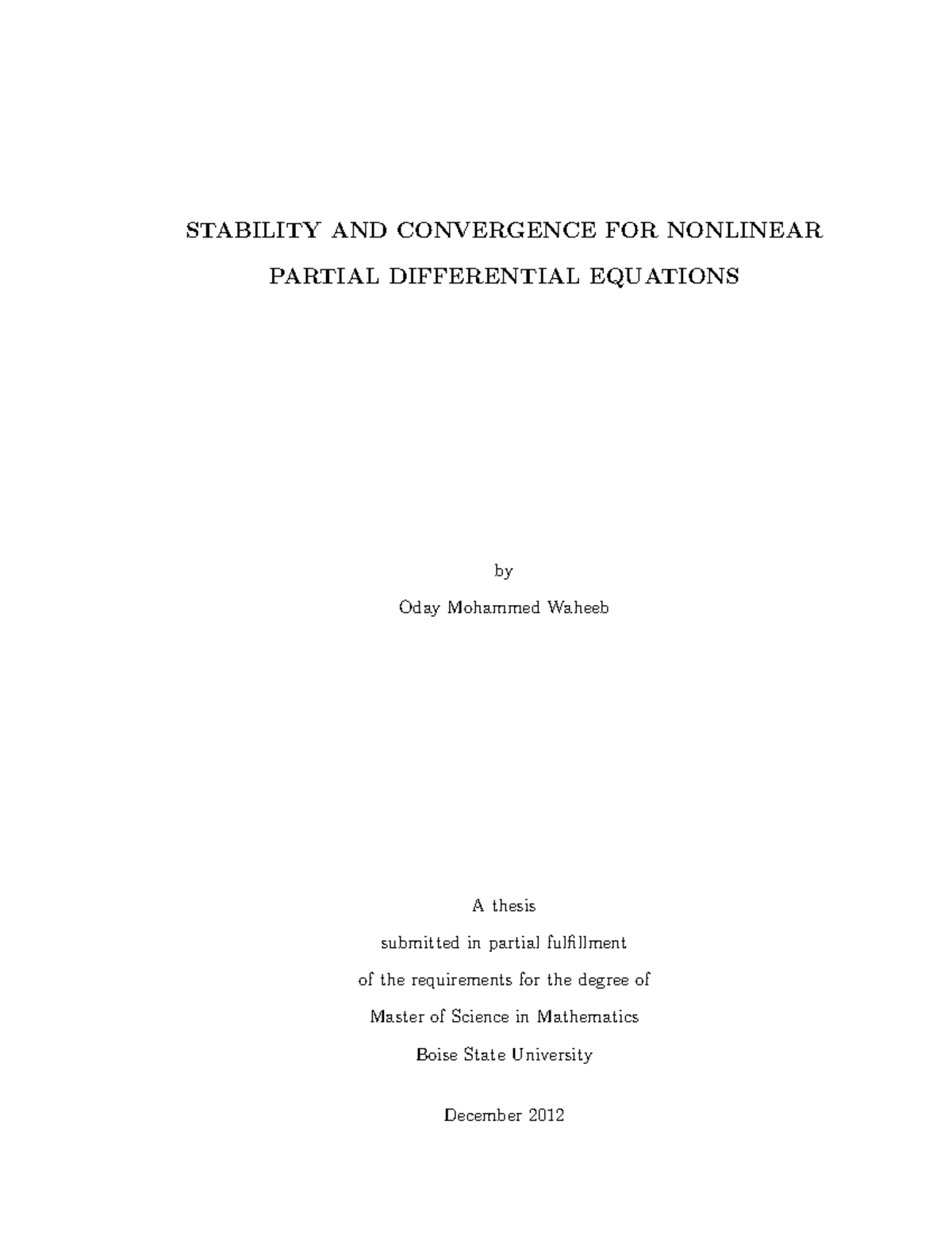 Stability and Convergence for Nonlinear Partial Differential Equa - STABILITY AND CONVERGENCE ...