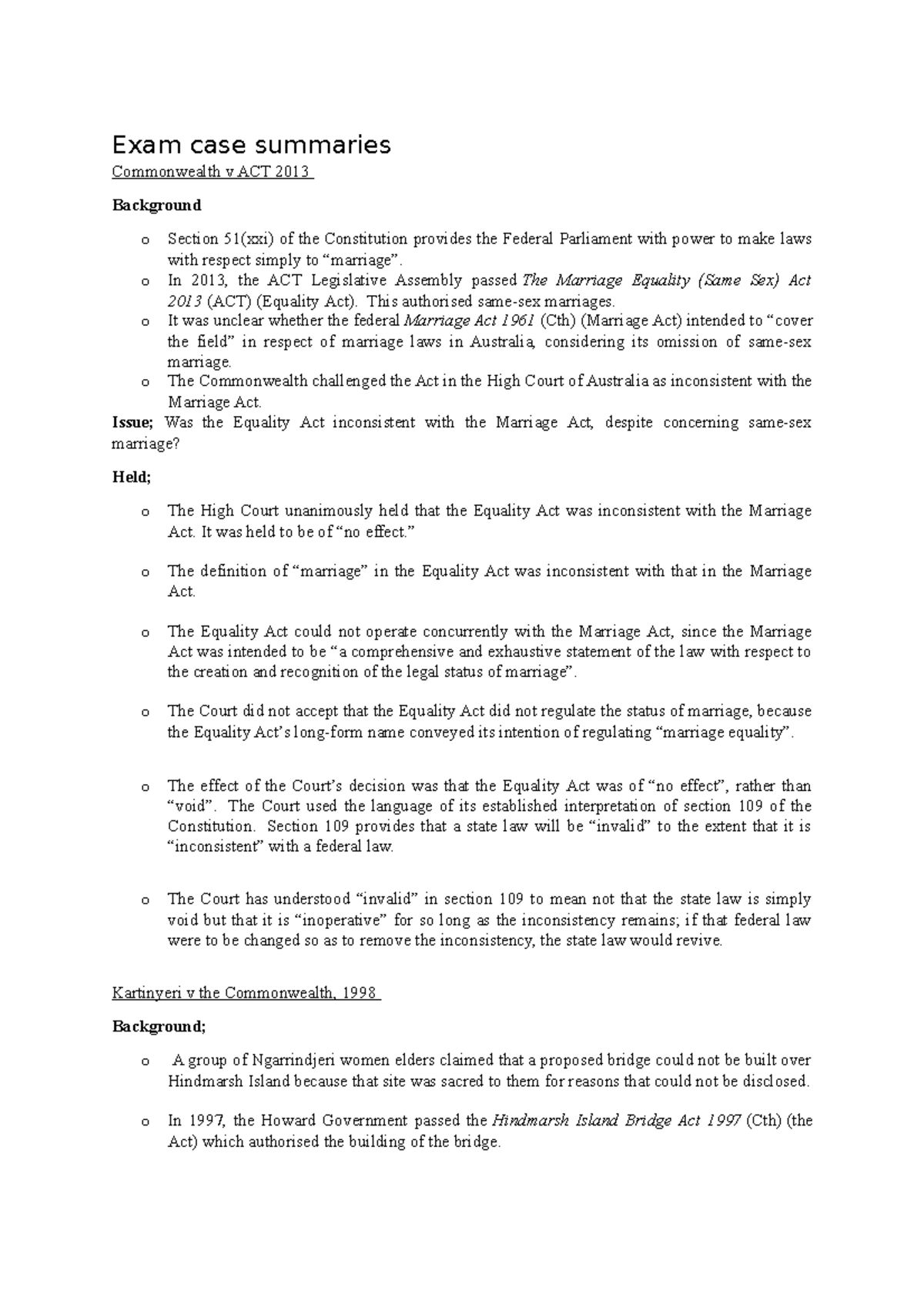 Constitutional law - Case summary - Exam case summaries Commonwealth v ...
