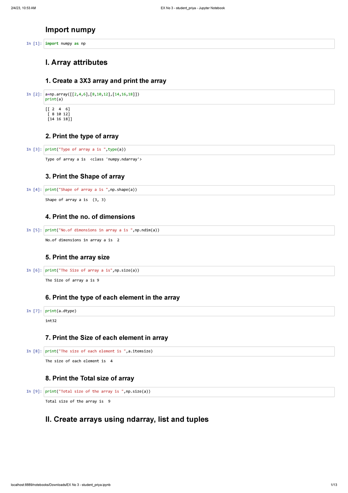 EX No 3 - student priya - Jupyter Notebook - Import numpy In [1]: I ...