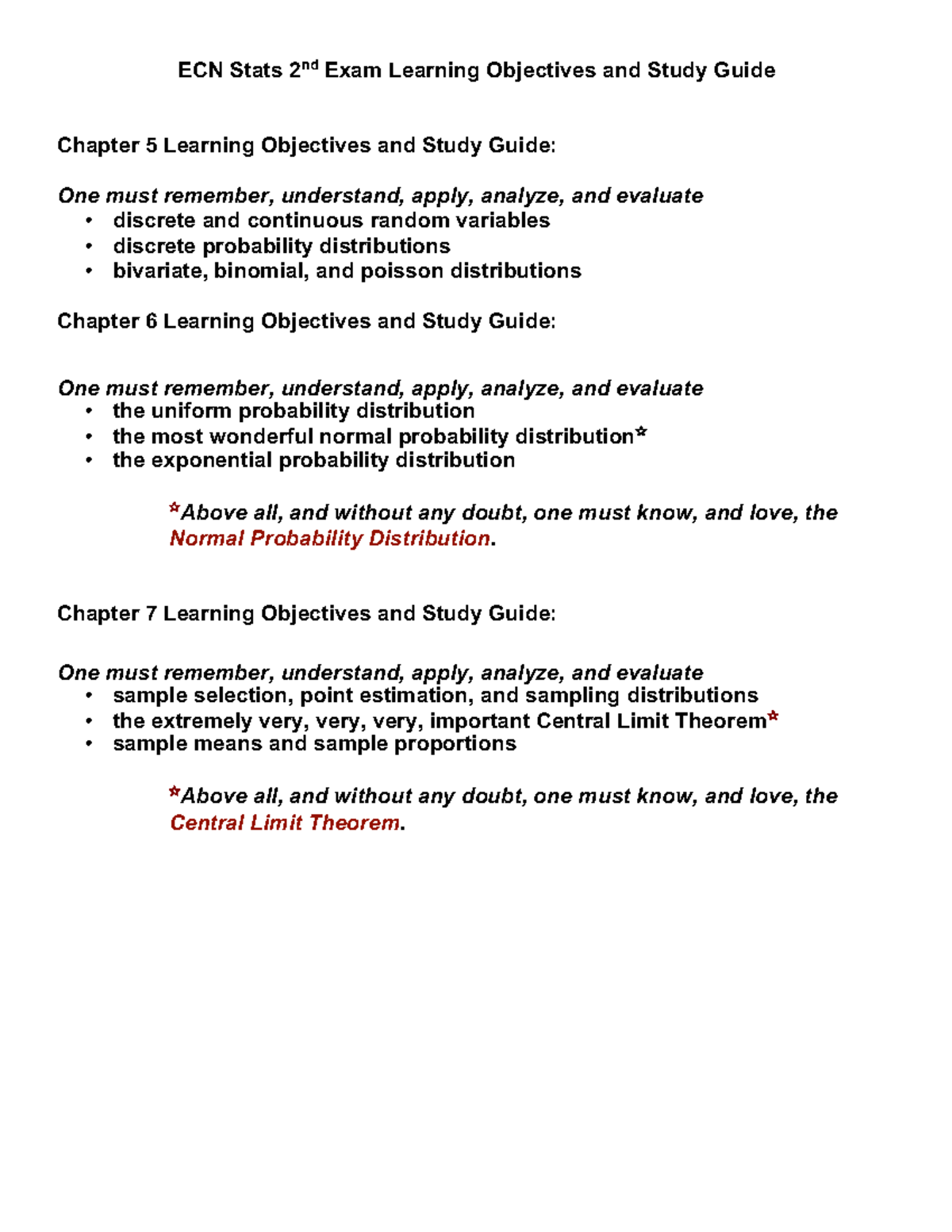 2nd Exam Learning Objectives and Study Guide - Chapter 7 Learning ...