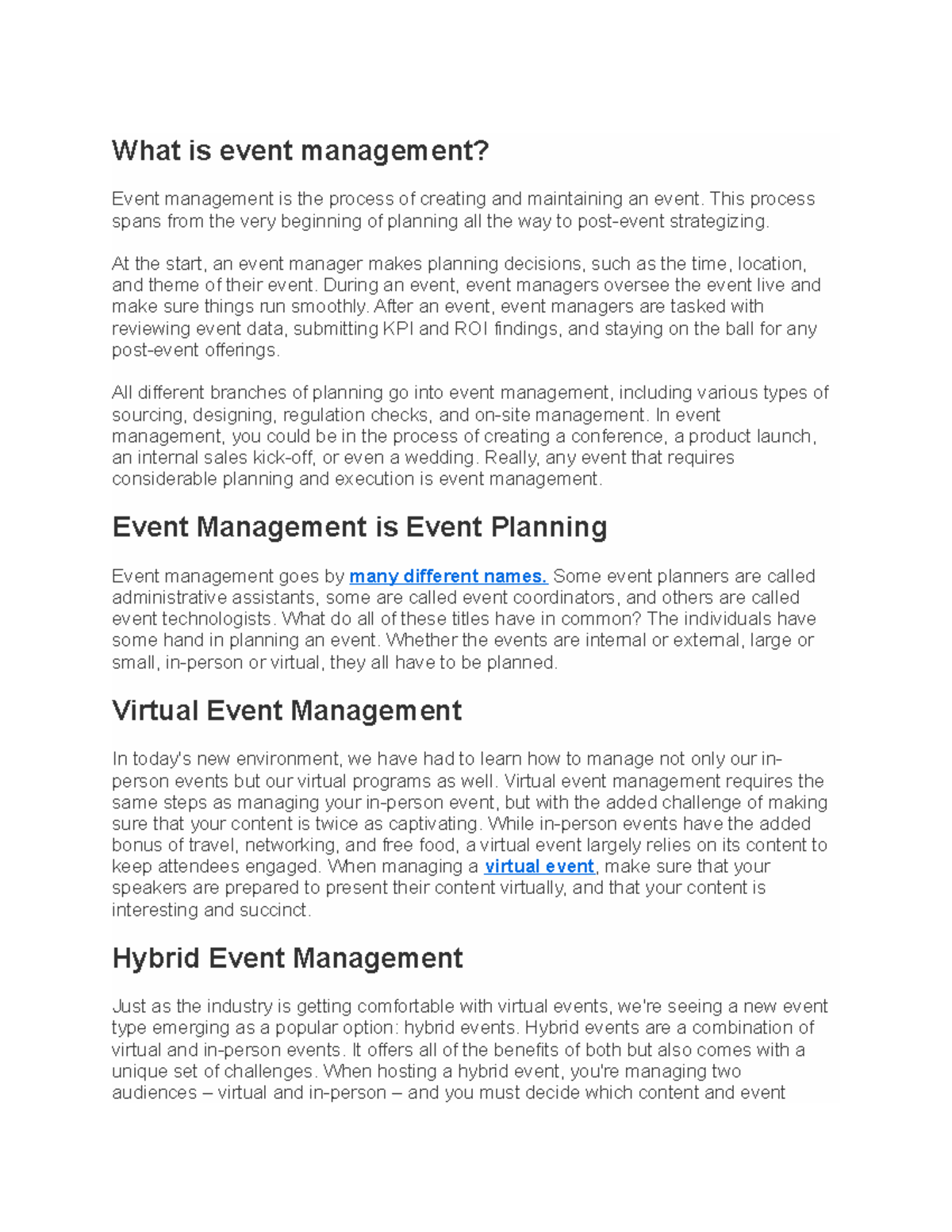 Event mgmnt - What is event management? Event management is the process ...