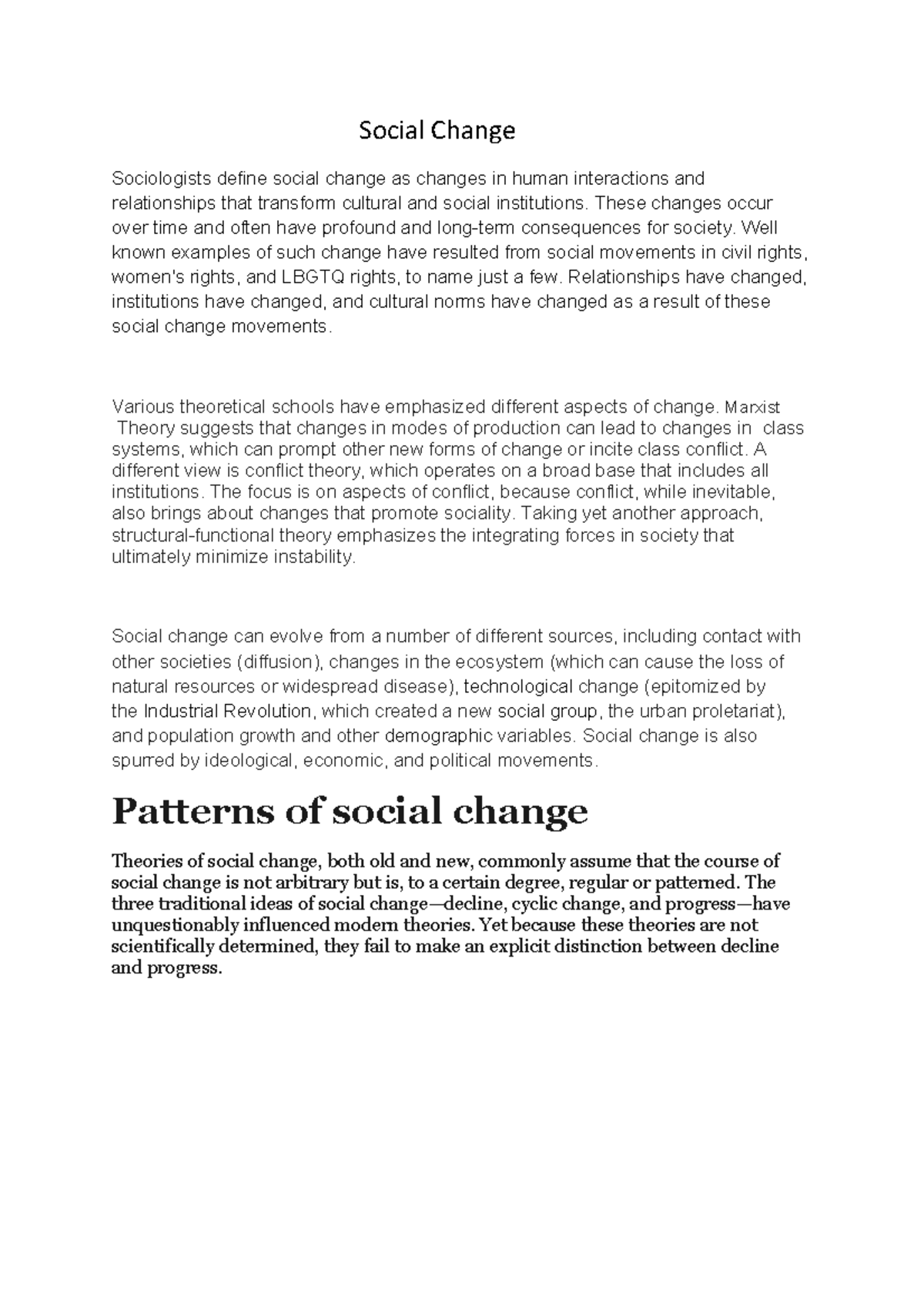 Social engineering notes - ####### Social Change Sociologists define ...