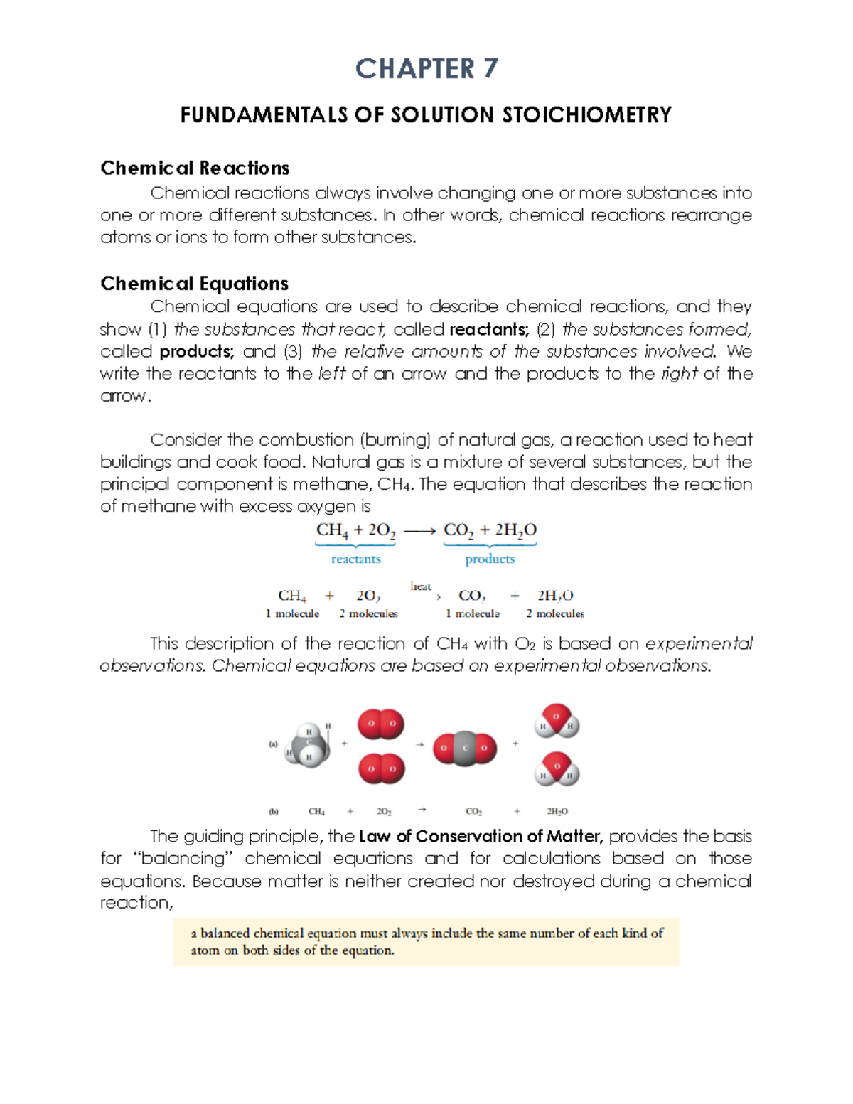 Chapter 7 - Fundamentals OF Solution Stoichiometry (Chemical Reactions ...