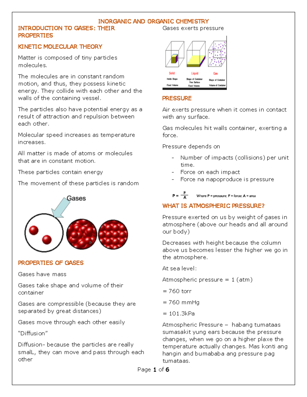 IO-Chem-Midterms-Reviewer - Page 1 of 6 INTRODUCTION TO GASES: THEIR ...