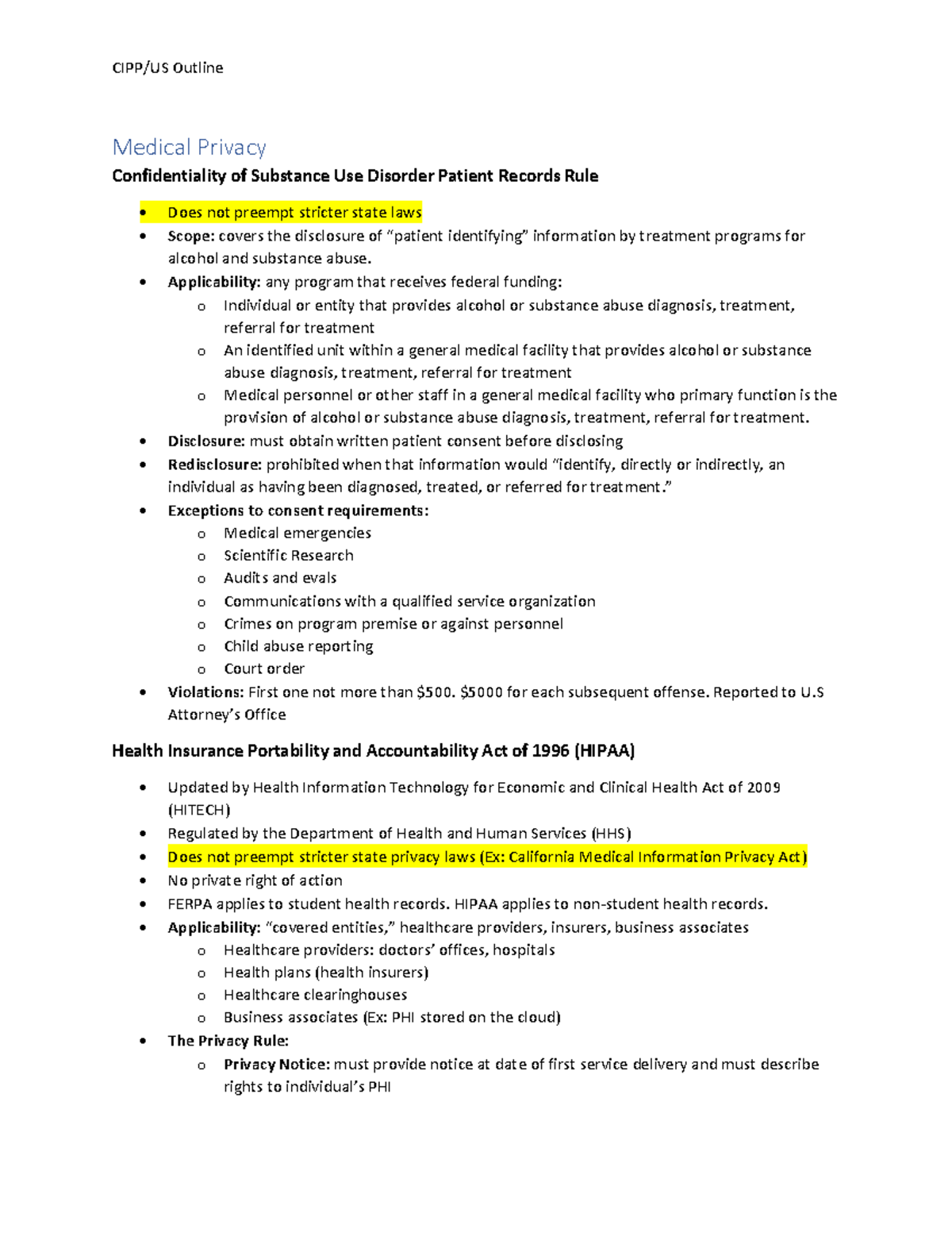 Textbook Outline - Download - Medical Privacy Confidentiality of ...