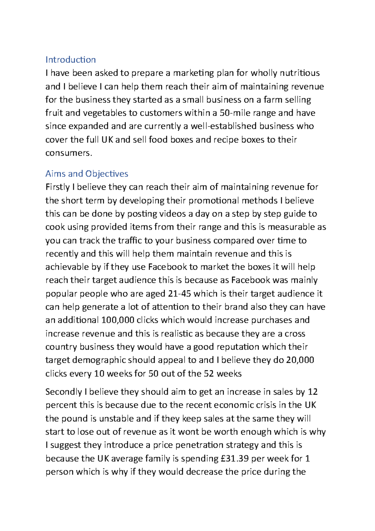 Mock Exam Business - Introduction I have been asked to prepare a ...