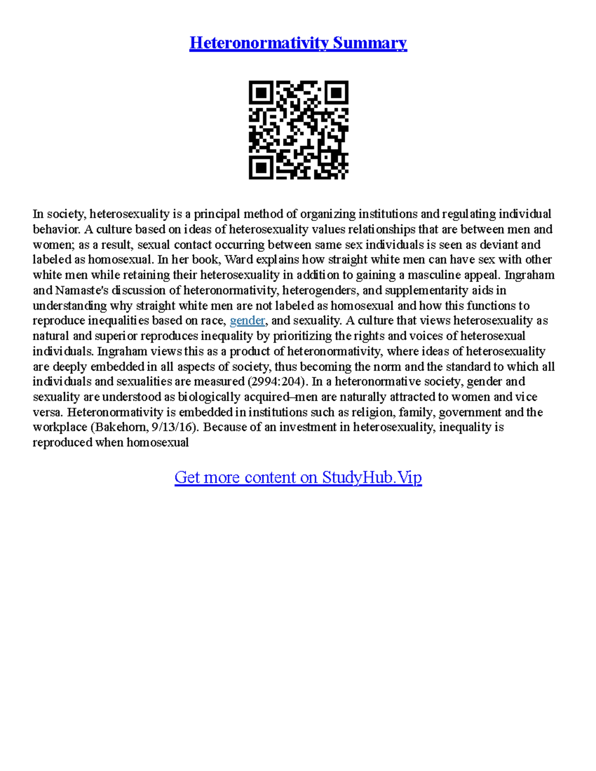 Imaginary Essays - Heteronormativity Summary In society ...