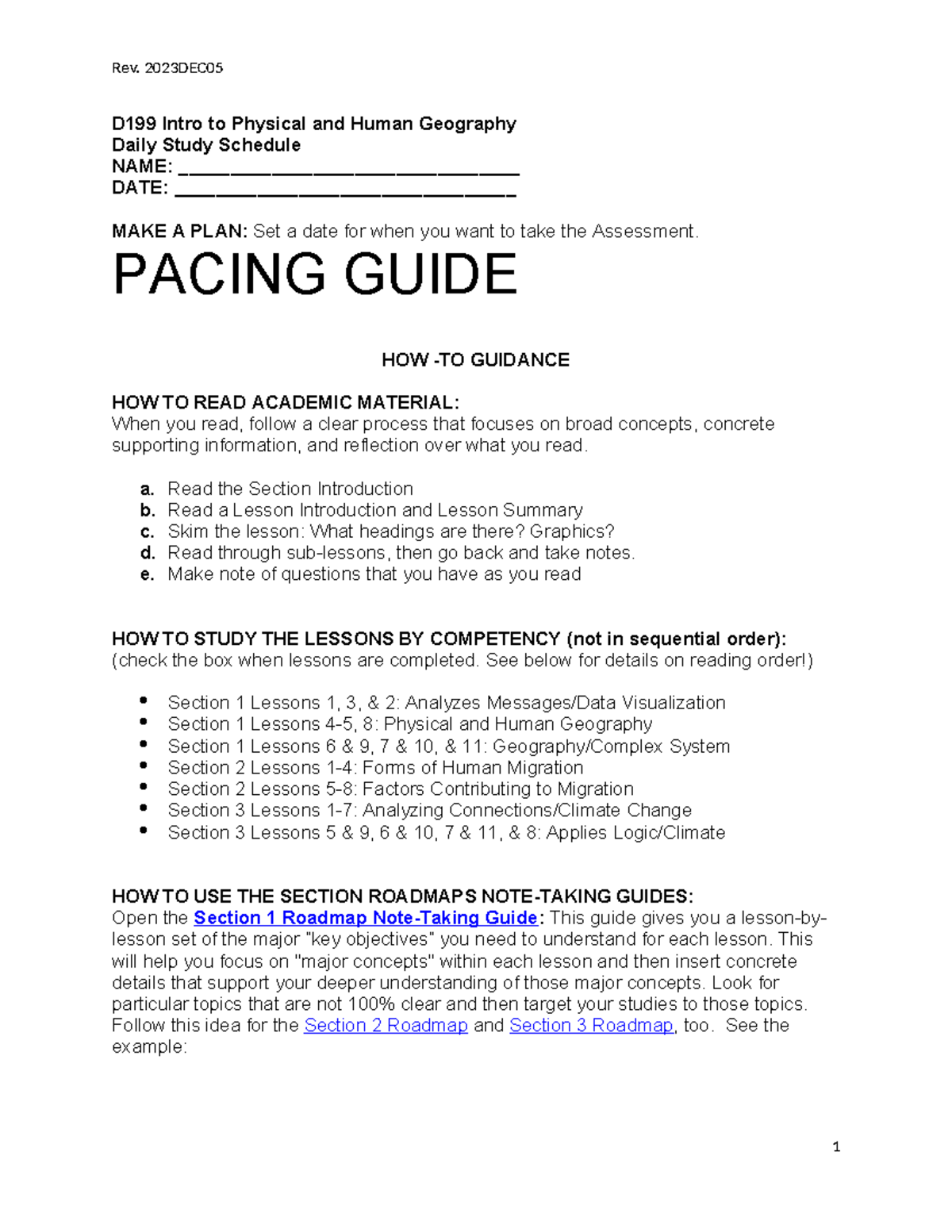 Pacing Guide Answers - D199 Intro to Physical and Human Geography Daily ...