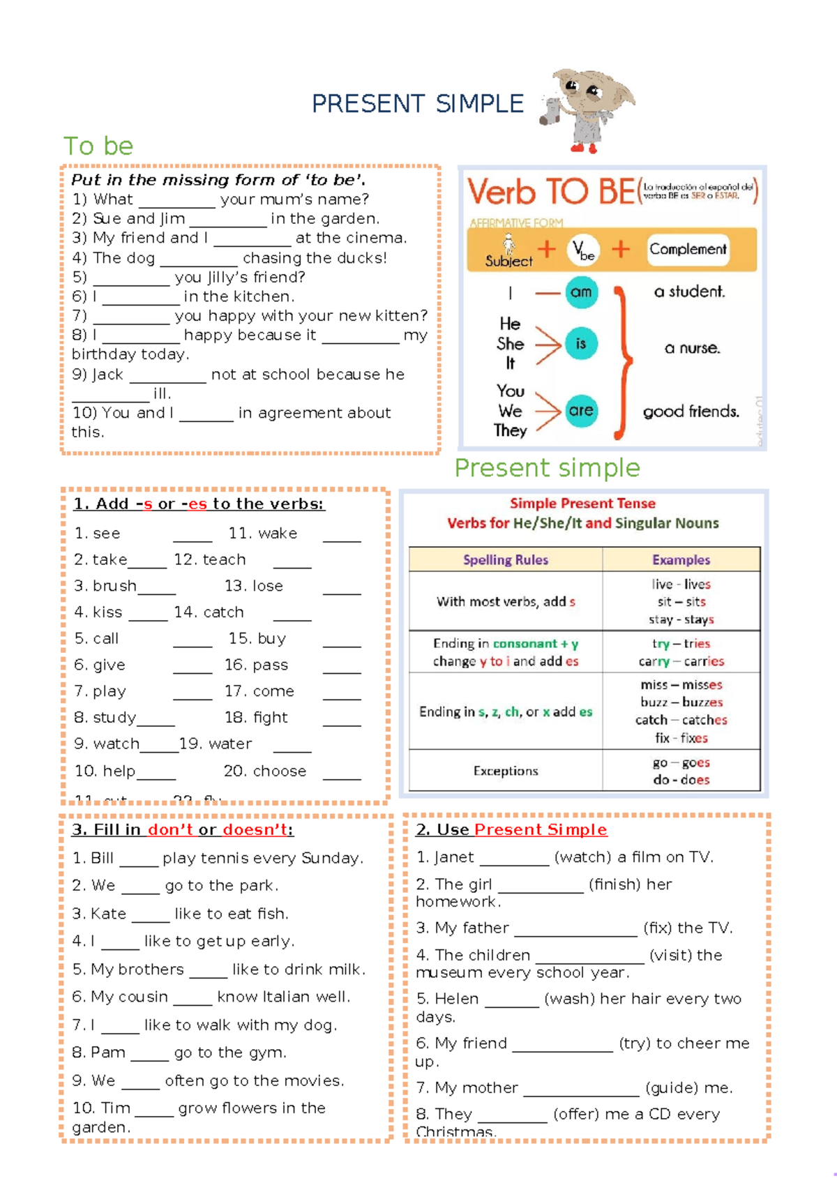 Review Present Simple - Ficha repaso P.S. - PRESENT SIMPLE To be ...