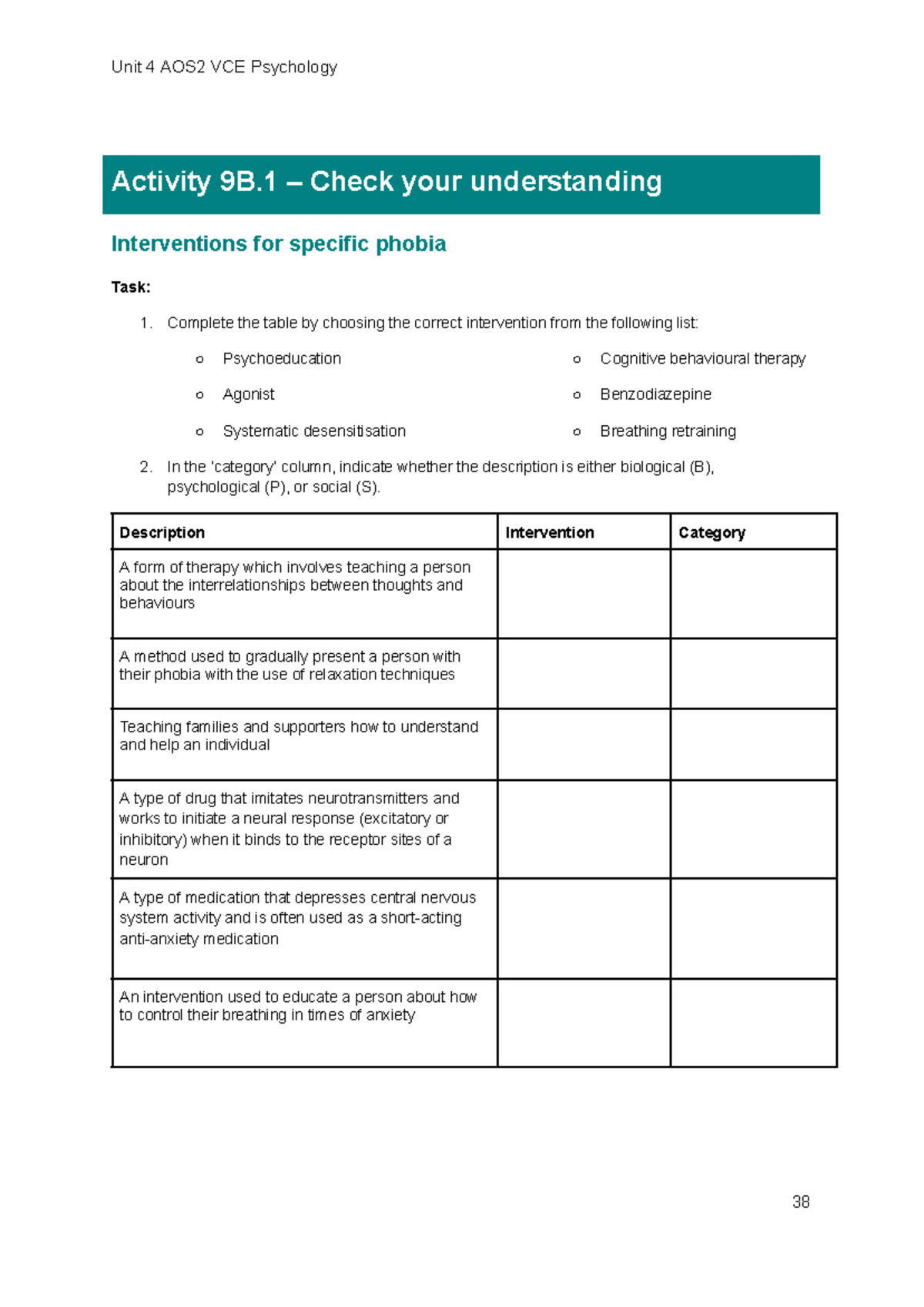 P38guidebook - Guidebooks - Unit 4 AOS2 VCE Psychology Activity 9B ...