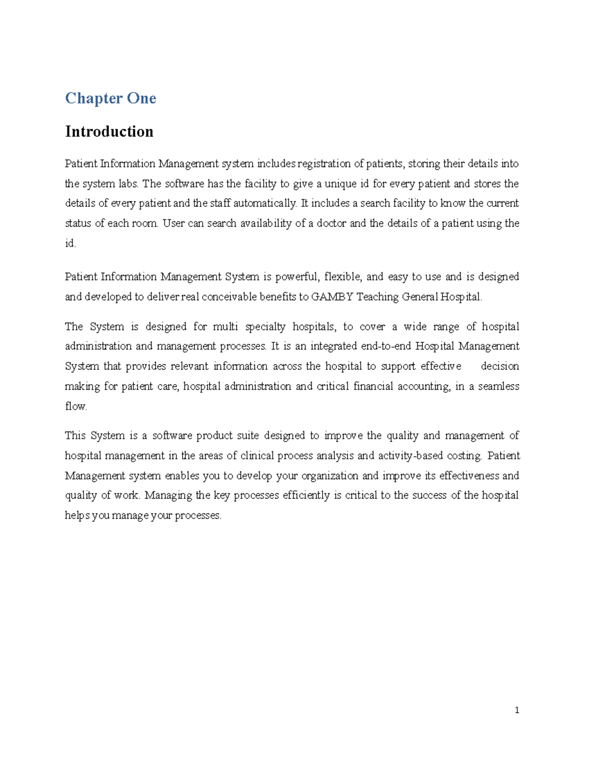 3rd year - Chapter One Introduction Patient Information Management ...