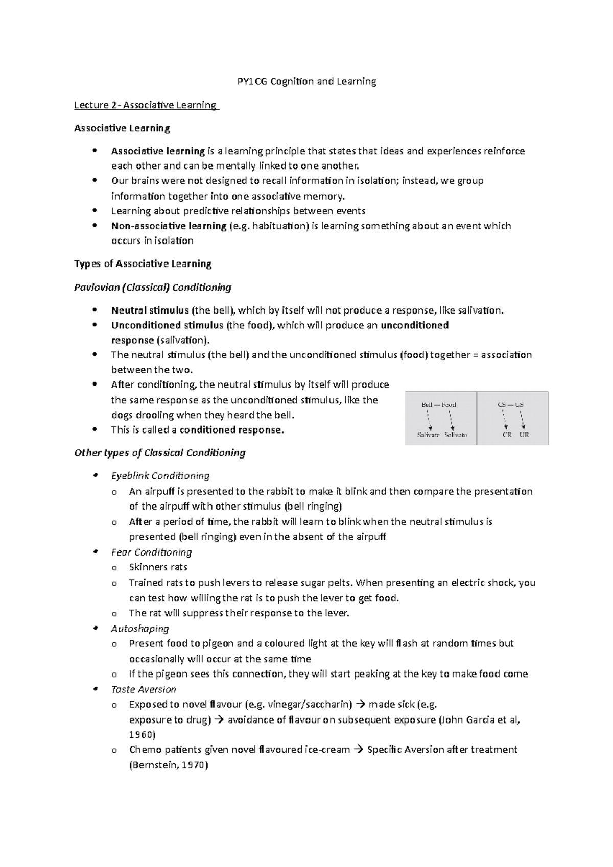 Py1cg Cognition And Learning Lecture 2 Py1cg Cognition And Learning