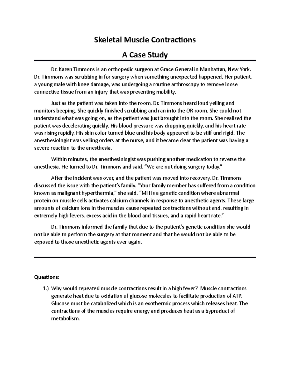 Muscle contractions lab - Skeletal Muscle Contractions A Case Study Dr ...