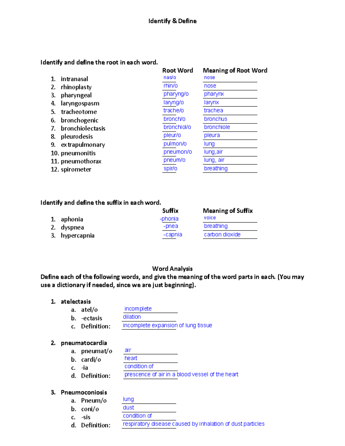 Med term module 7 answers - Identify & Define Identify and define the root in each word. Root ...