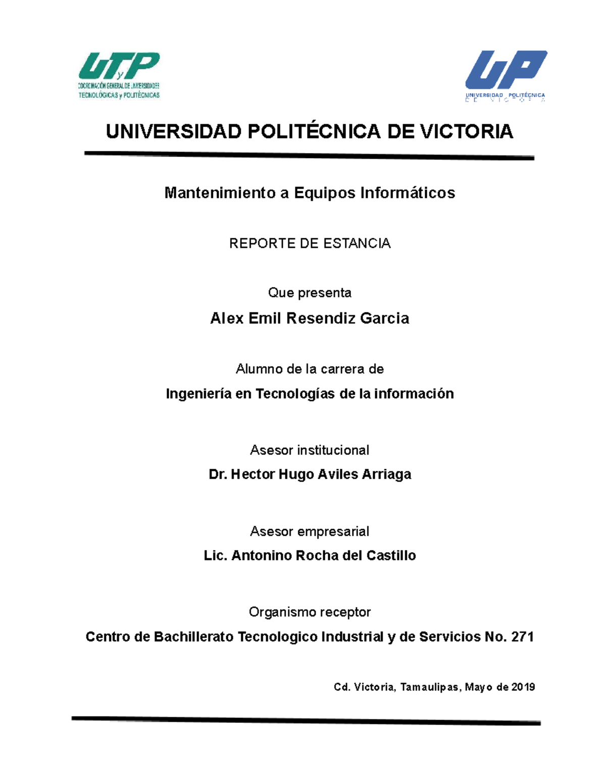 Reporte estancias Alex Emil Resendiz Garica 2130419 - UNIVERSIDAD ...