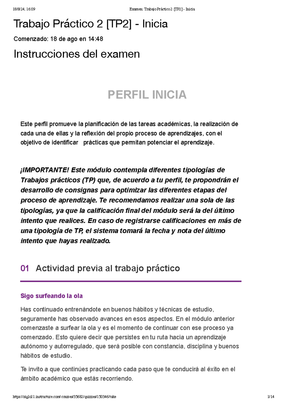 Trabajo Práctico 2 - Inicia MTIS 95% - Trabajo Práctico 2 [TP2] - Inicia Comenzado: 18 de ago en ...