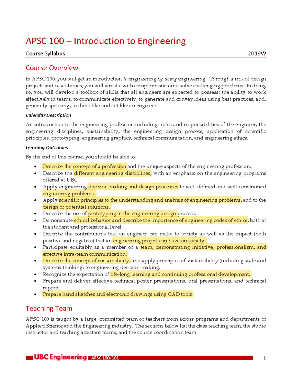 Apsc100 Syllabus Syllabus Warning Tt Undefined Function 32 Warning Popup Annotation Has