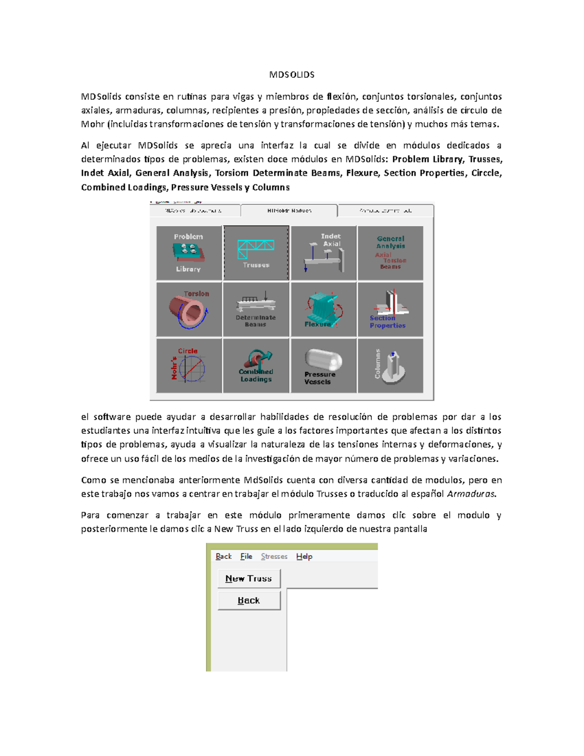 Mdsolids - Ejercicios - MDSOLIDS MDSolids consiste en ruinas para vigas y miembros de lexión ...