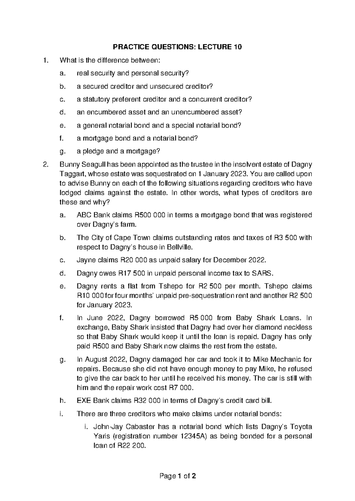 Practice questions 10 - MCR 221 - Page 1 of 2 PRACTICE QUESTIONS ...
